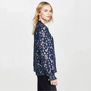 SALONI | Tops | Saloni Nwt Emile Ornate Jacquard Top In Shimmer Navy ...